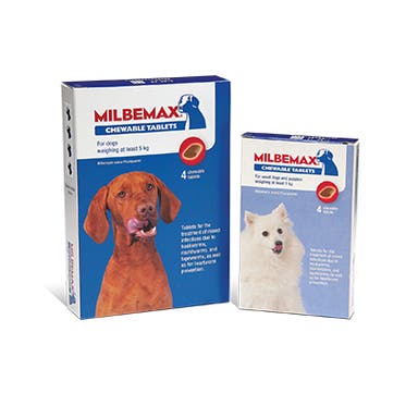 Milbemax wormer tablets for dogs and cats contain milbemycin